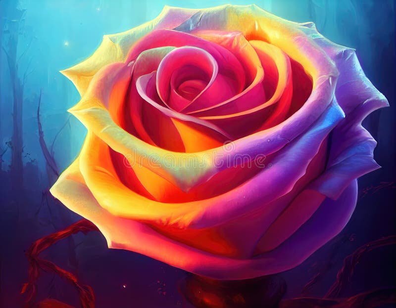 Fantasy Red Rose in a Fairytale Forest, Ai Generated Image Stock ...