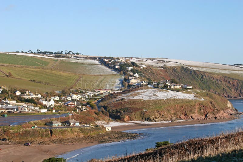 Bigbury on Sea stock photo. Image of snow, winter, ocean - 20742356