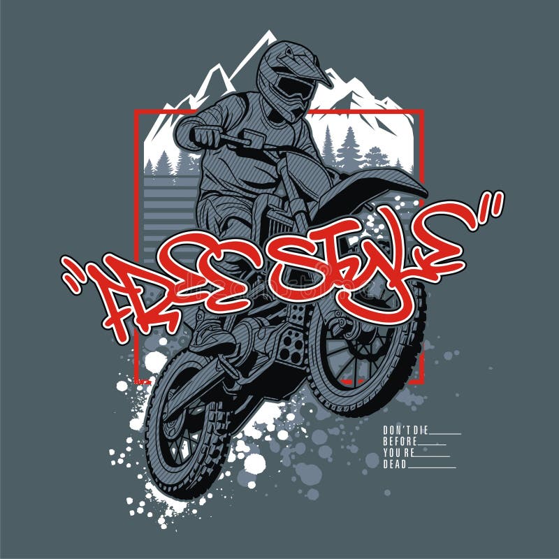 Bigcycle Race with Typography Abstract Background Hand-drawn Vector ...