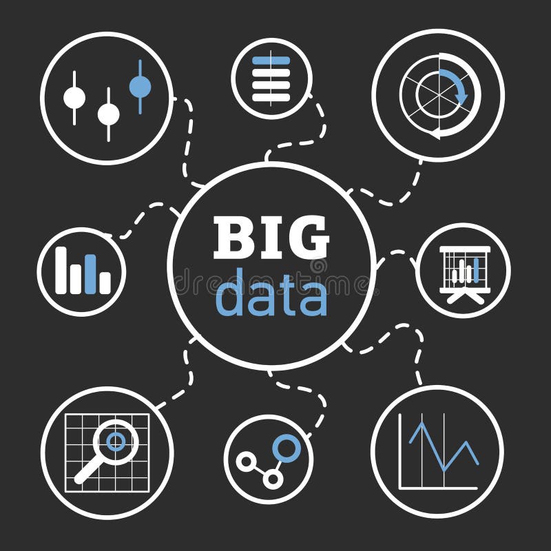 BigDataIllustrationBlackBG02 Stock Vector - Illustration of interface ...