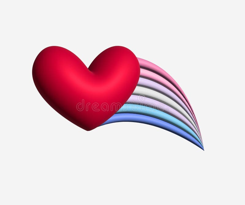 Bigender 3d Flying Heart Comet With Lgbtq Sexual Identity Pride Flag