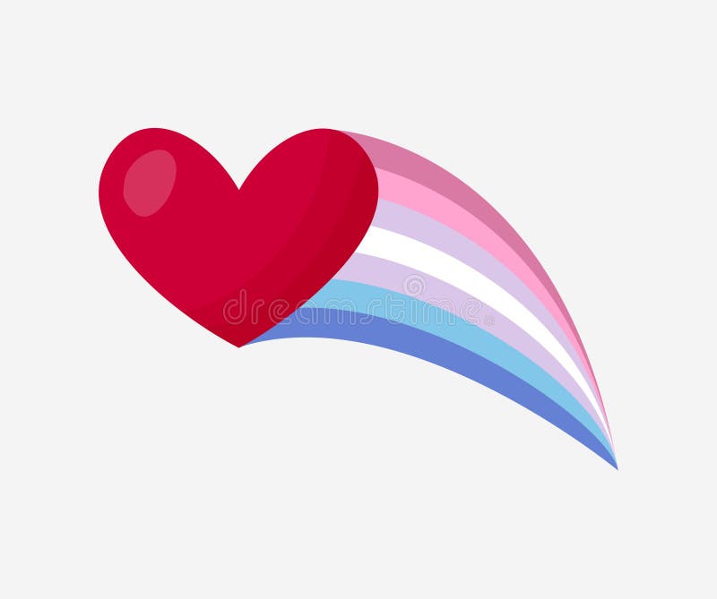 Bigender Flying Heart Comet With Lgbtq Sexual Identity Pride Flag