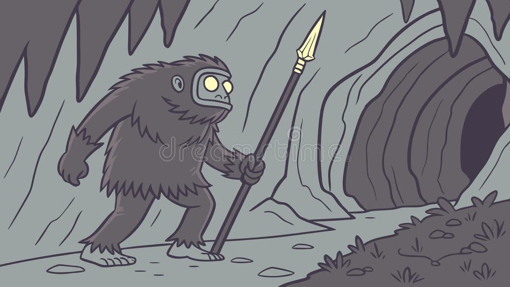 Bigfoot in Cave, Mythical Creature and Folklore Legend Vector Design ...
