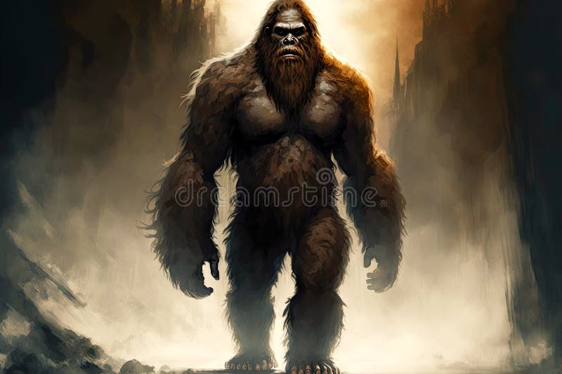 Bigfoot with Powerful Hands Stands on Path in Forest with Menacing View ...