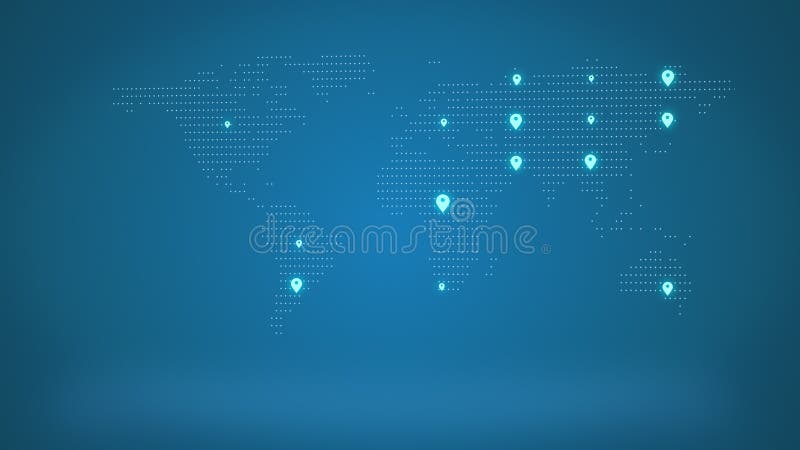 Biggest Cities of the World are Pointed on Digital Blue World Map ...