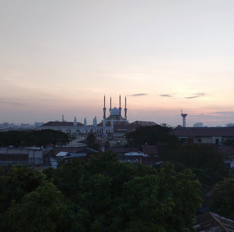 The Biggest Mosque in Central Java Stock Image - Image of sunset, java ...