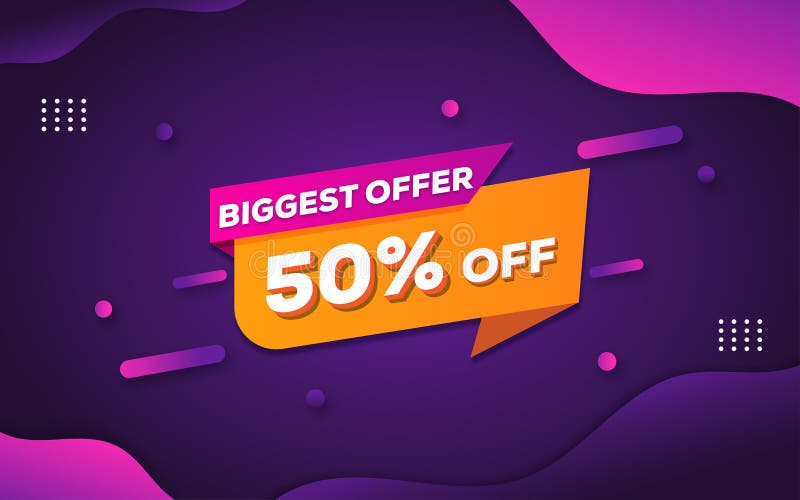 Biggest Offer 50 Off Banner Design Template with 3d Text Effect Stock ...