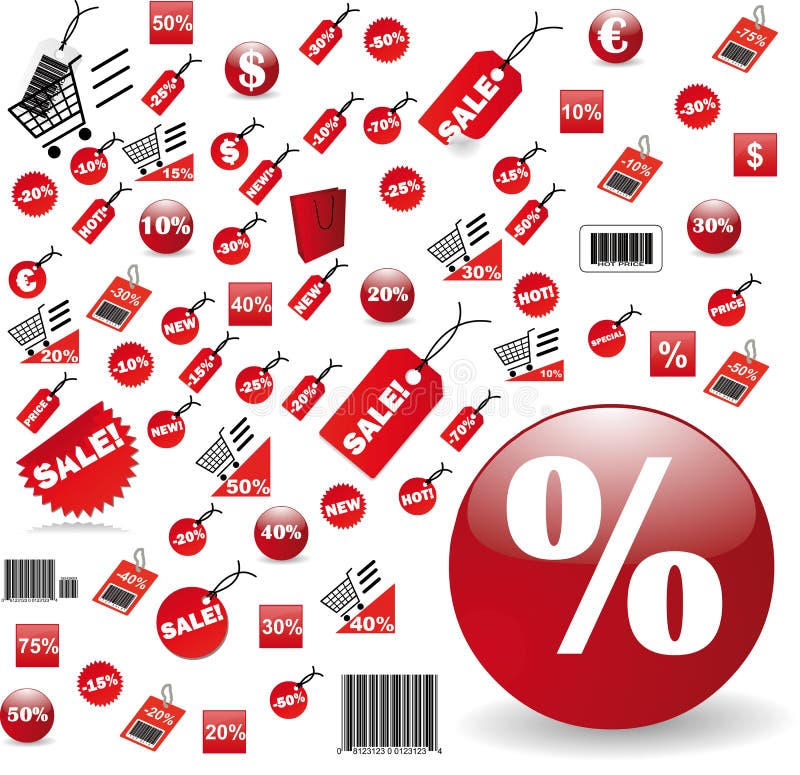 Biggest Set of Red Price Tags in Vector Design Stock Vector ...