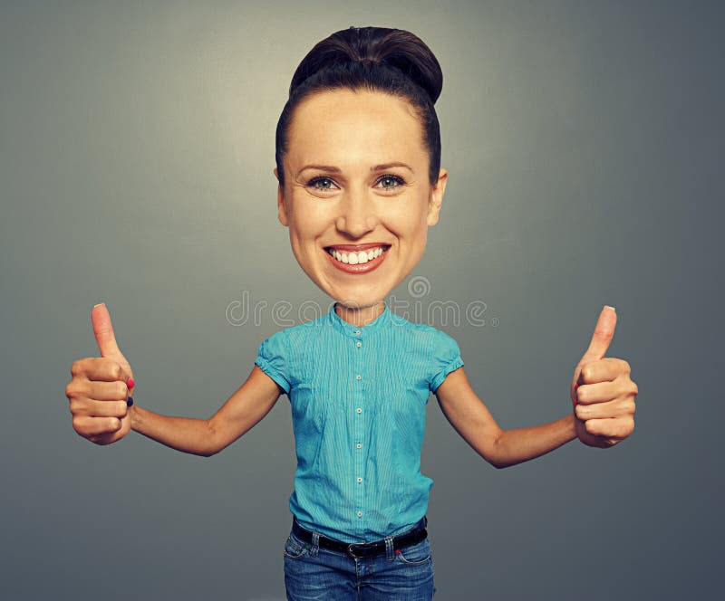 Bighead Girl Showing Thumbs Up Stock Photo - Image of thumbs, bighead ...