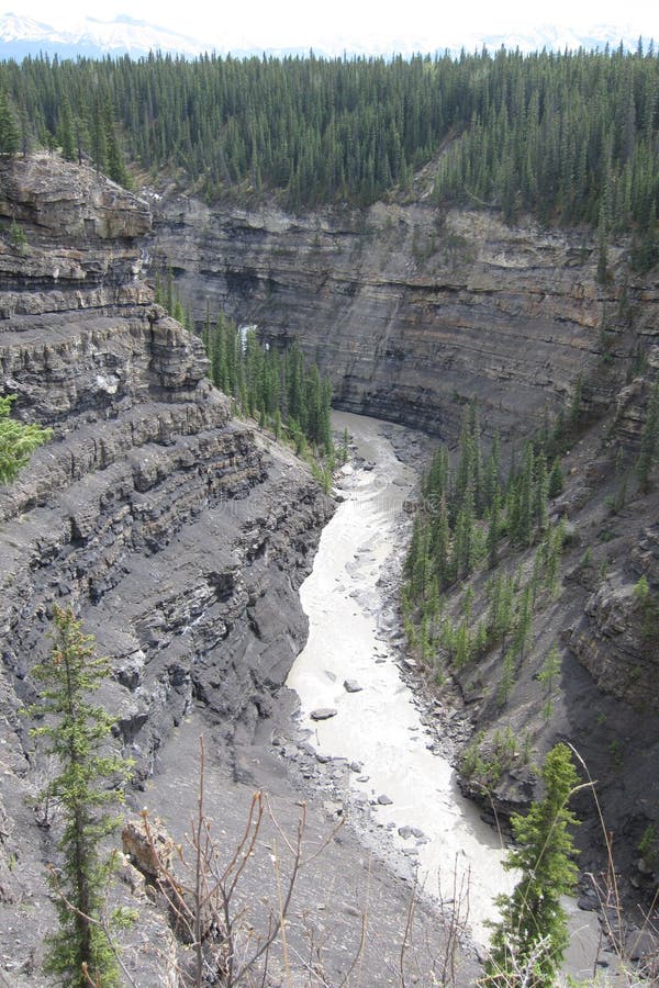 Bighorn Canyon with Crescent Falls Canada Stock Photo - Image of banff ...