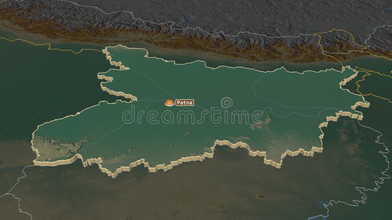 Bihar, India - Extruded with Capital. Relief Stock Illustration ...