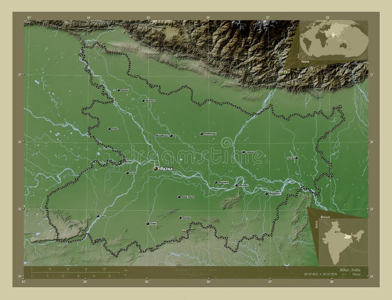 Bihar, India. Wiki. Labelled Points of Cities Stock Image - Image of ...