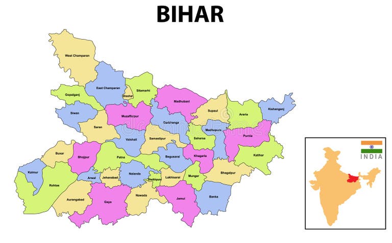 Bihar Map. Bihar District Map, India. Bihar, India, Vector Map Isolated ...