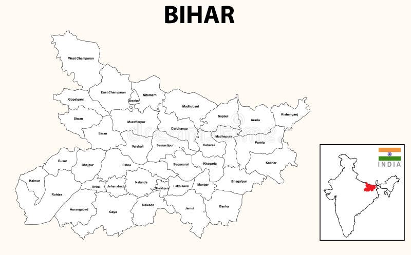 Bihar Map. Bihar District Map, India. Bihar, India, Vector Map Isolated ...