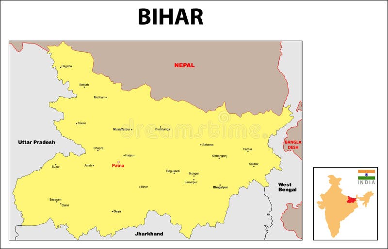 Bihar Map. Bihar District Map, India. Bihar, India, Vector Map Isolated ...
