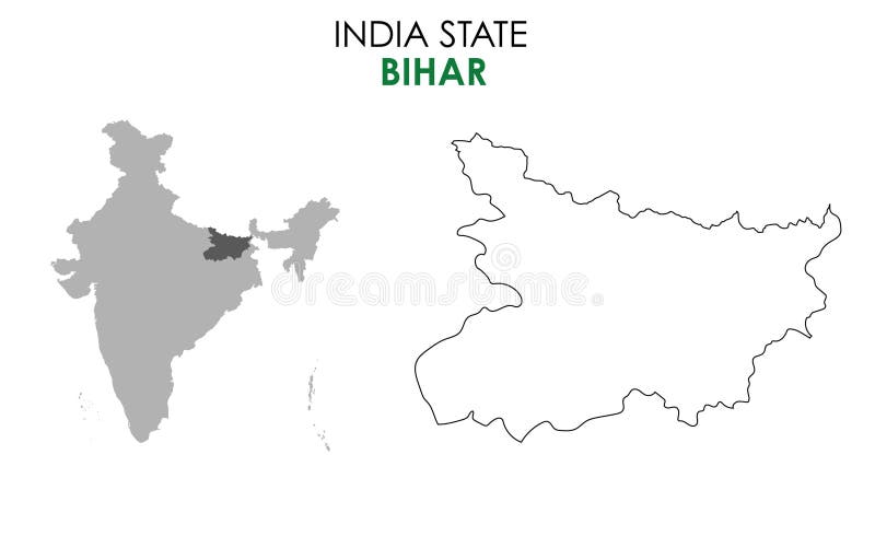 Bihar Map of Indian State. Bihar Map Vector Illustration Stock ...