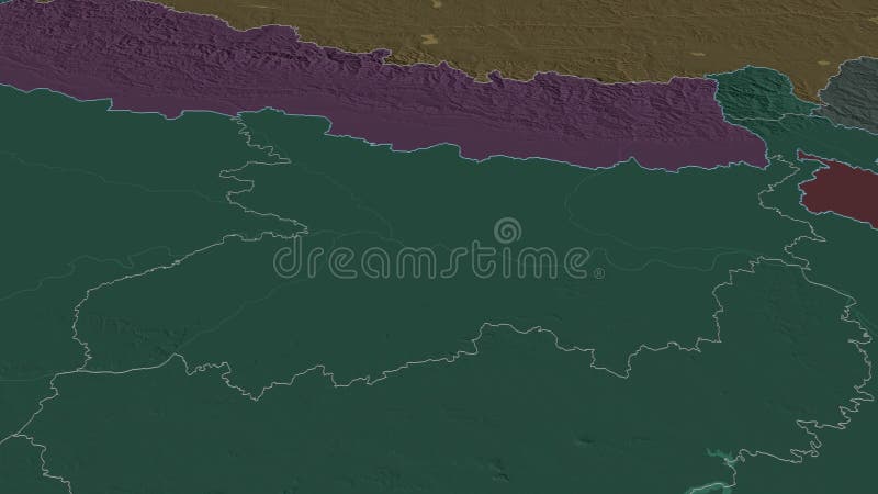Bihar Extruded. India. Stereographic Relief Map Stock Video - Video of ...