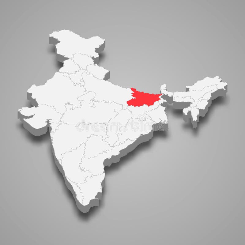 Location of Bihar, State of India,. Relief Stock Illustration ...