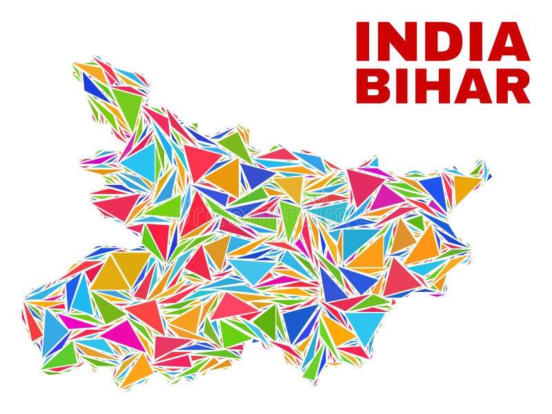 Bihar State Map - Mosaic of Color Triangles Stock Vector - Illustration ...