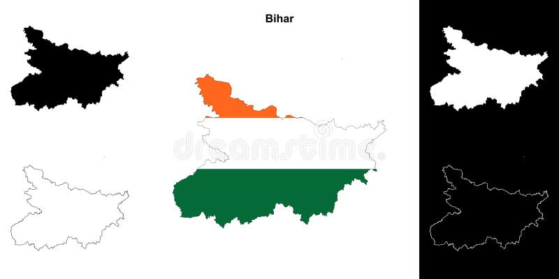Bihar outline map stock vector. Illustration of border - 323594243
