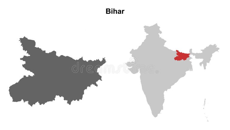 Bihar outline map stock vector. Illustration of blank - 378867841