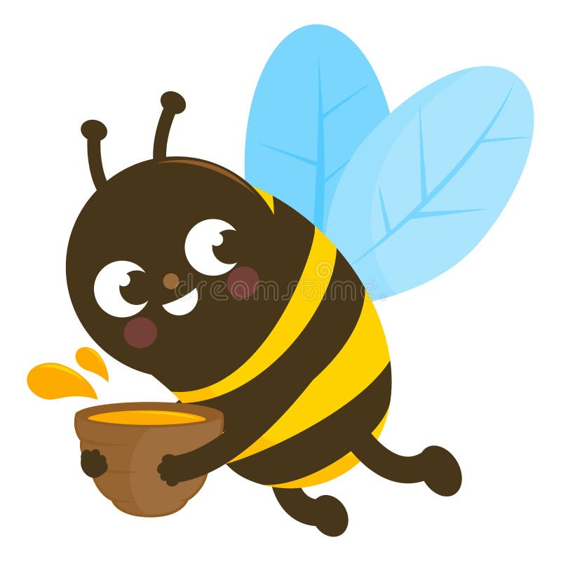 Bij en honing vector illustratie. Illustration of kruik - 92438869