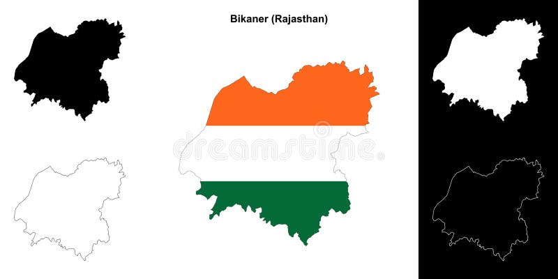 Bikaner outline map stock vector. Illustration of region - 368883277