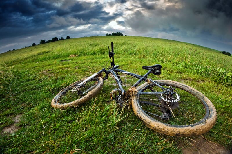 Bike stock image. Image of spring, green, scene, cloudscape - 28034833