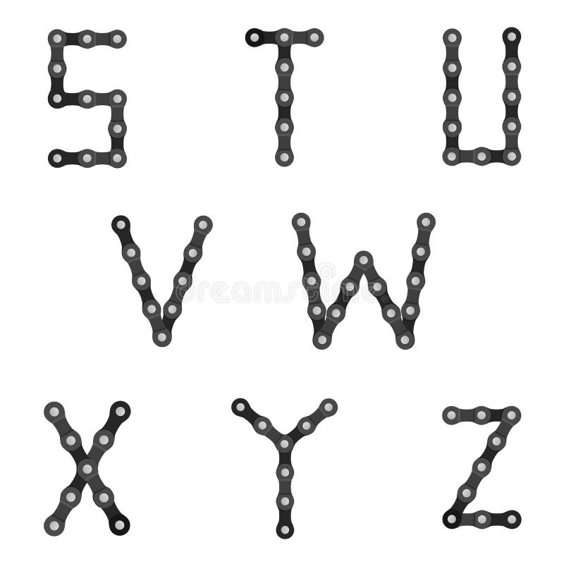Chain Alphabet in Flat Design Stock Vector - Illustration of bicycle ...