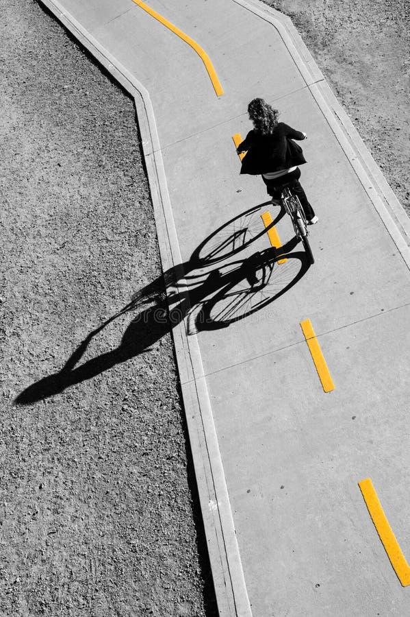 Bike on the city bike path stock photo. Image of transport - 185694524