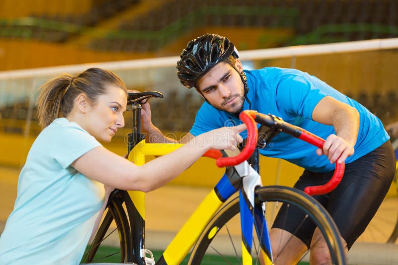 Bike and Coach in Velodrome Stock Photo - Image of racer, action: 204652114