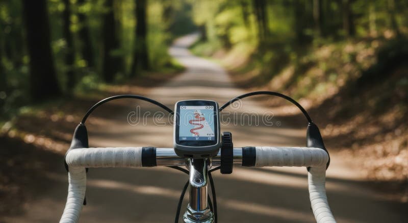 Bike Computer Displaying Route in Nature Setting Stock Illustration ...