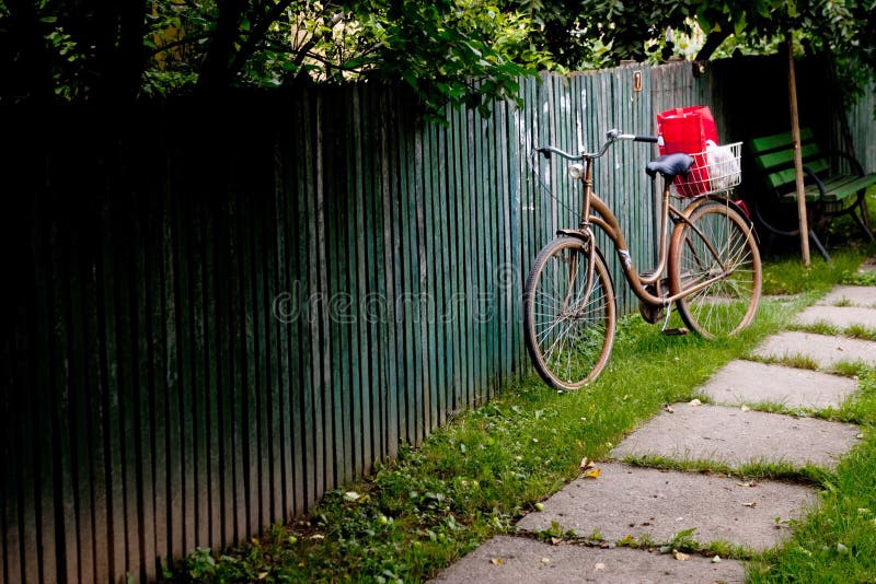 Bike on a fence stock image. Image of relax, retro, bike - 62085055
