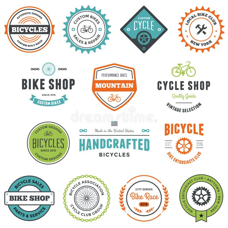 Various Bicycle Labels and Emblems Stock Vector - Illustration of ...