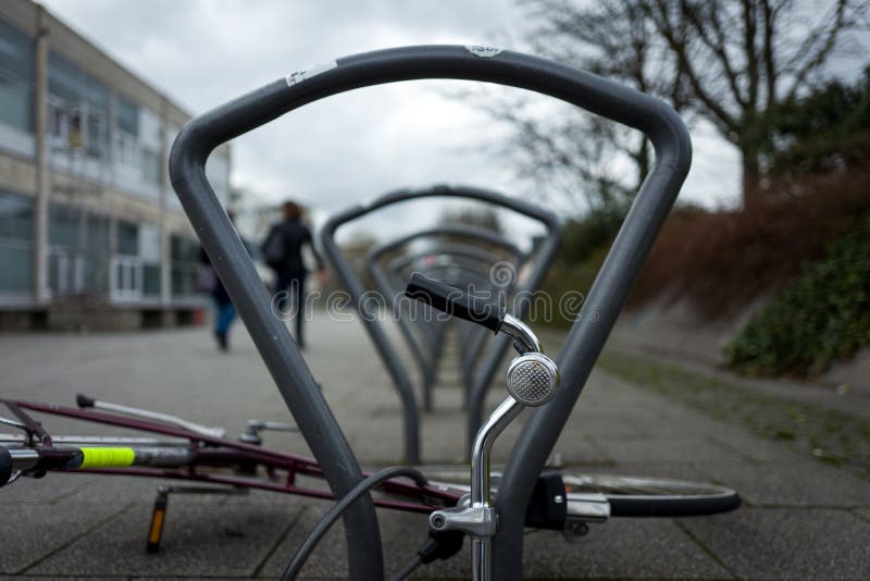 Bike on ground stock photo. Image of scene, urban, bicycleparking ...