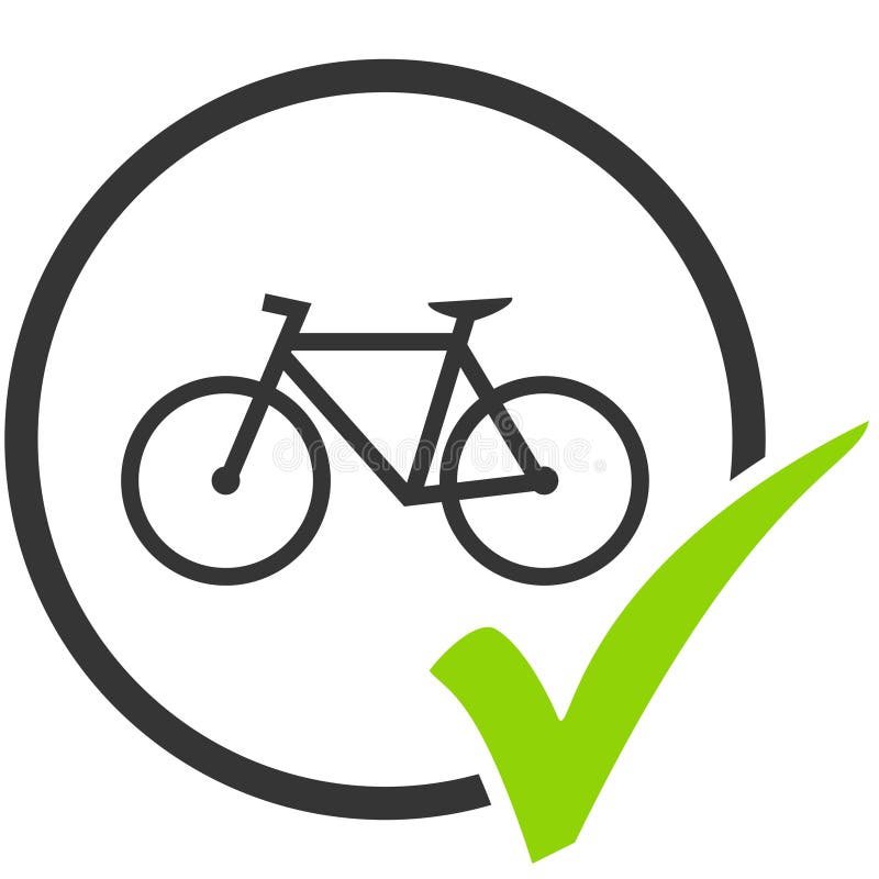 Bike Icon in Circle with Green Tick Stock Illustration - Illustration ...