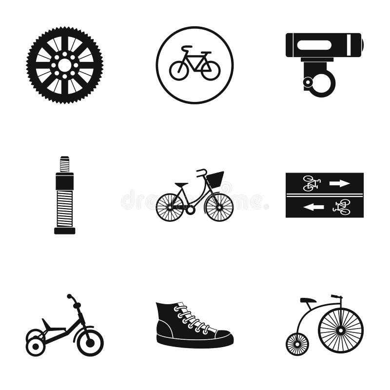 Bike Icons Set, Simple Style Stock Vector - Illustration of ride ...