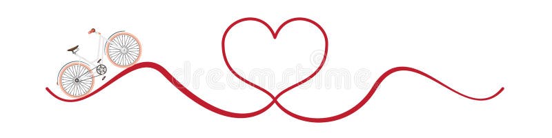 Bike - Isolated Bicycle on Heart Thread Stock Vector - Illustration of ...