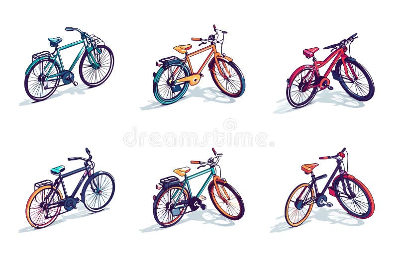 Bike Isometric Set Collection Isolated Stock Vector - Illustration of ...