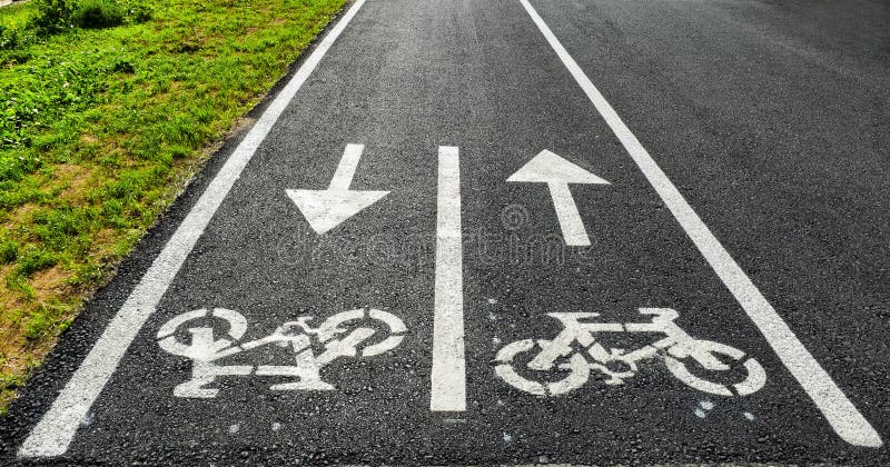 Bike lane signals stock photo. Image of bike, asphalt - 174039444