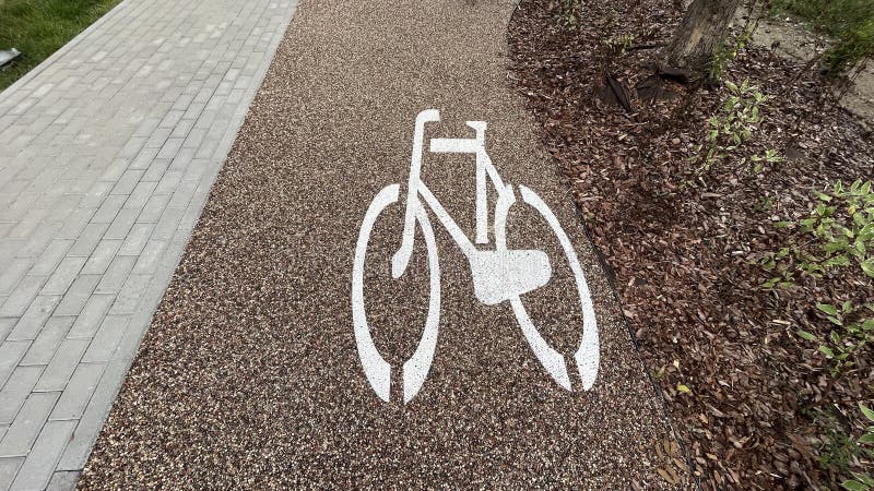 Bike Lane, Icon of a Bicycle on a Bike Path in Poland Stock Image ...