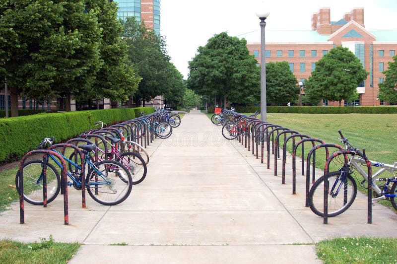 Bike lock rack stock photo. Image of grass, leave, metallic - 6929864