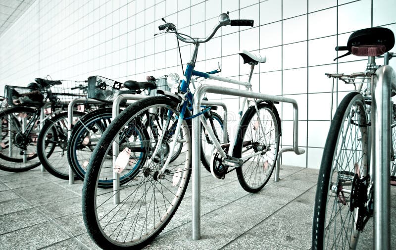 Bike parking area stock photo. Image of sidewalk, parked - 16073022