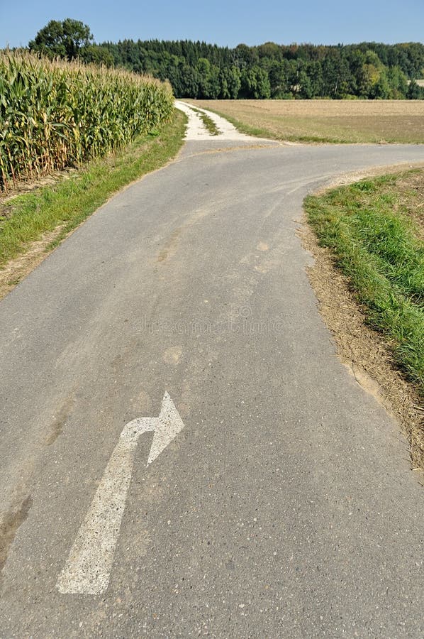 Bike Path with a Directional Arrow Stock Photo - Image of dirt ...