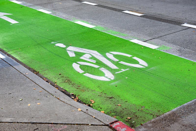 Bike Path and Footpath in Seattle. Stock Photo - Image of sidewalk ...
