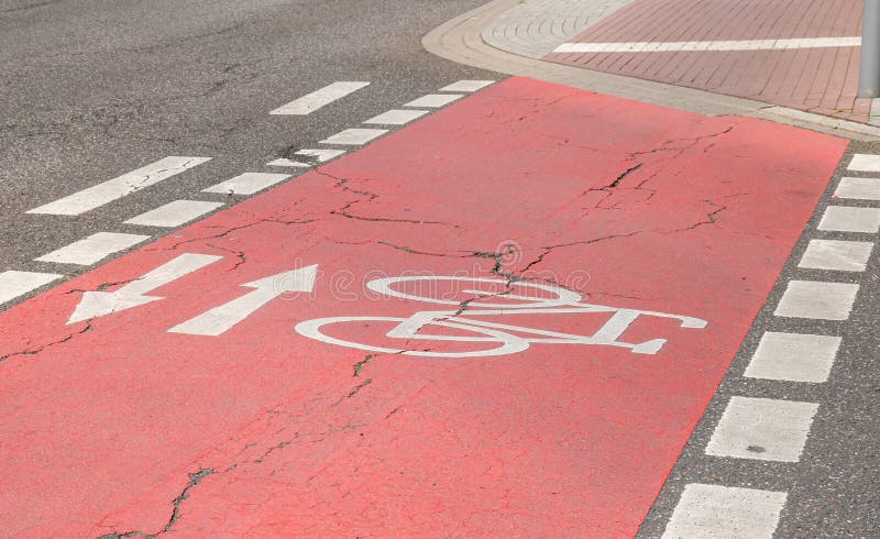 A Bike Path at an Intersection Stock Image - Image of marking ...