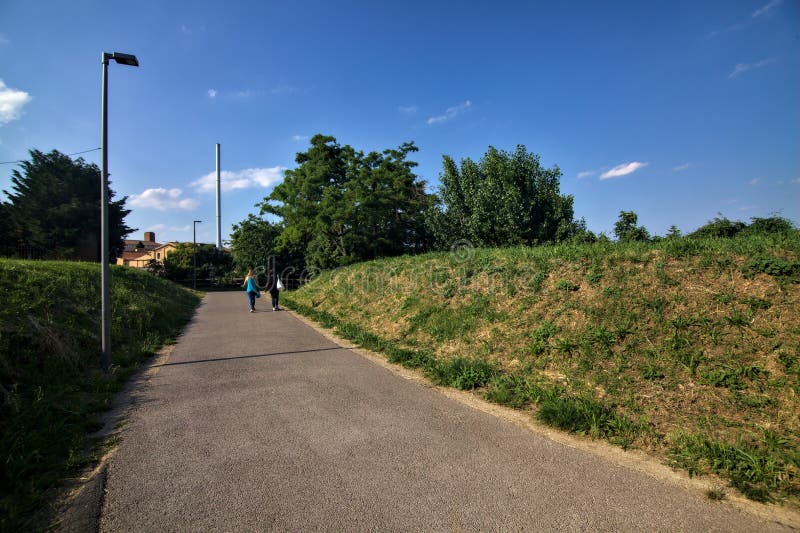 Bike Path in an Italian Town at Sunset Stock Photo - Image of adventure ...