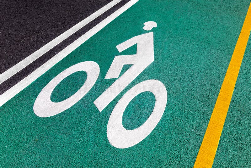 Bike path marking. stock photo. Image of transport, grass - 109799552
