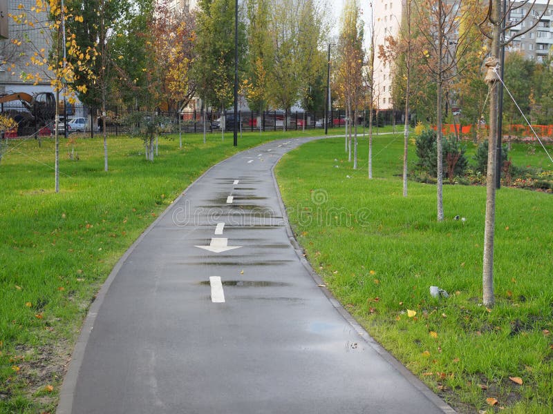 Bike Path in the Park in Autumn Stock Image - Image of outdoor, bike ...