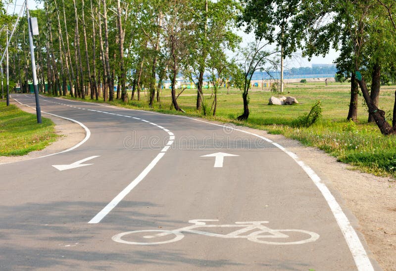 Bike path in the park stock photo. Image of traffic, road - 74321992